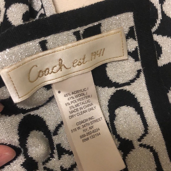 Coach | Accessories | Coach Silver And Black Thin Wool Scarf | Poshmark